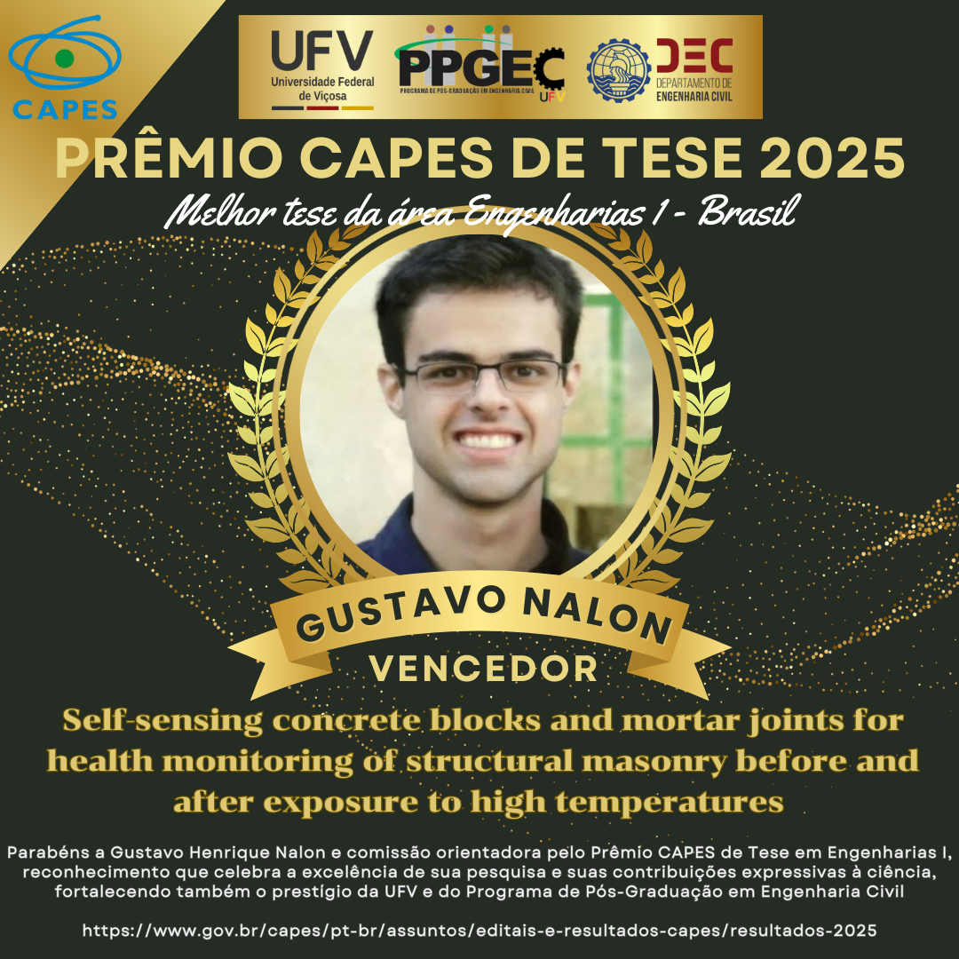 Gustavo Henrique Nalon wins the 2025 CAPES Thesis Award in Engineering I Area | Engenharia Civil
